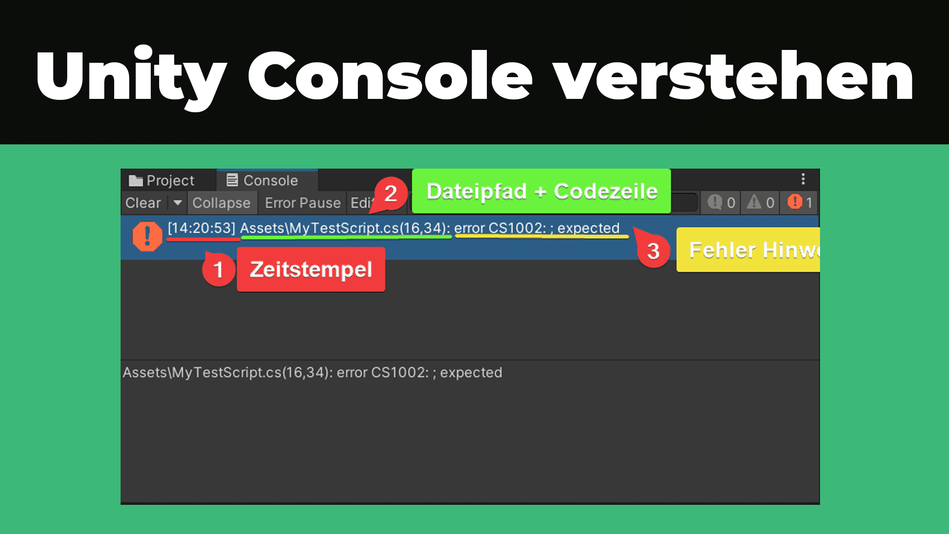 Unity Console verstehen | nobreakpoints